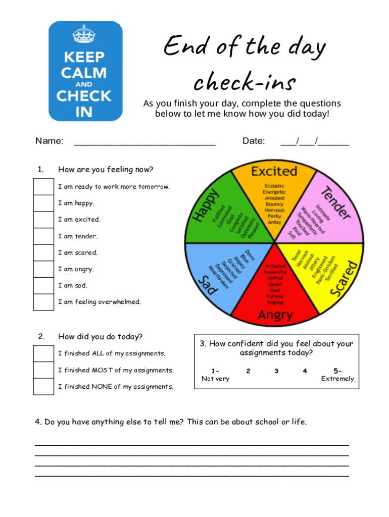 Fillable Online End of the day check-ins Fax Email Print - pdfFiller