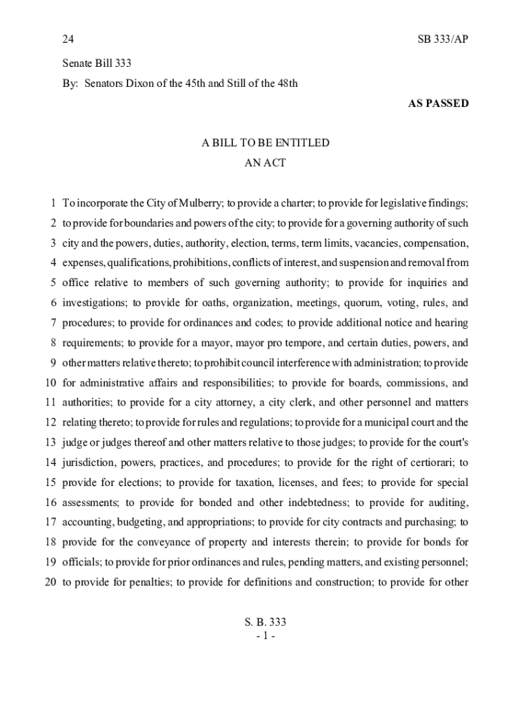 Fillable Online 22 LC 49 0679 S. B. 333 - 1 - Senate Bill 333 By Fax ...