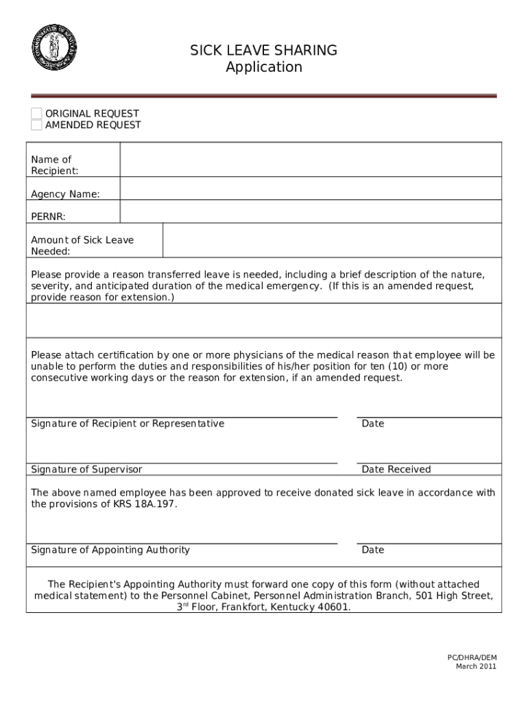 Leave Sharing Application (Sick) Doc Template | pdfFiller