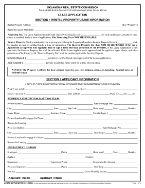 Fillable Online Lease Agreement Instructions - Oklahoma.gov Fax Email Print - pdfFiller