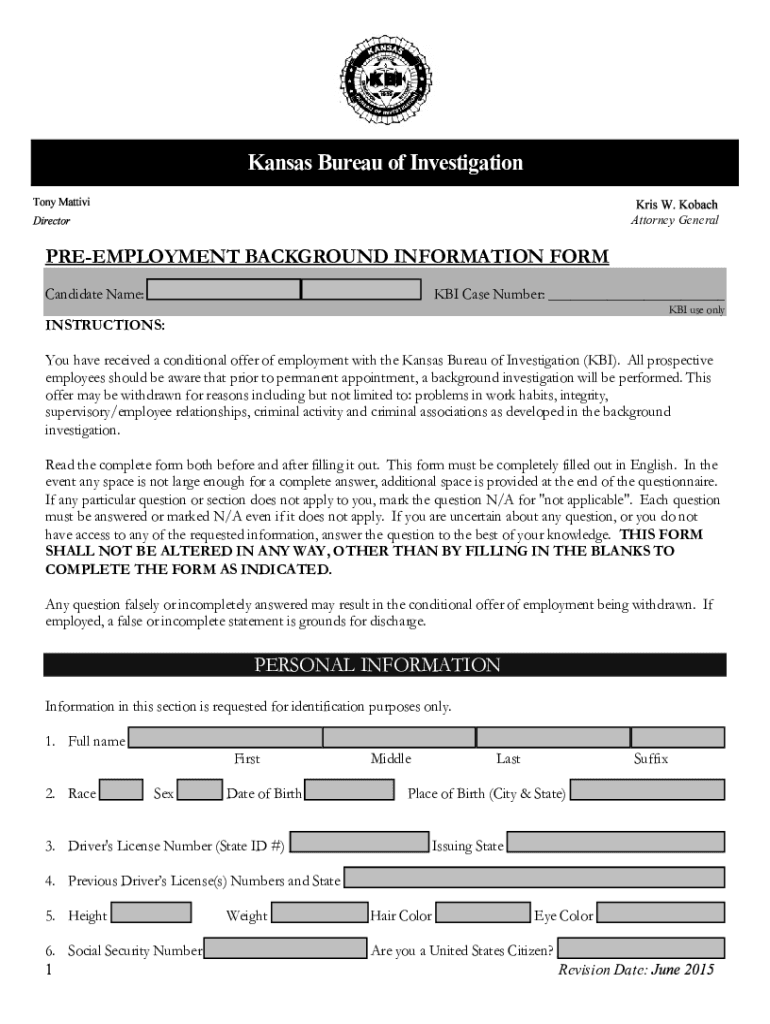 Fillable Online judicial & gubernatorial background information form Fax Email Print - pdfFiller