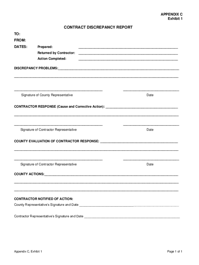 Fillable Online COR Toolkit Template: Contract Discrepancy Report Fax ...