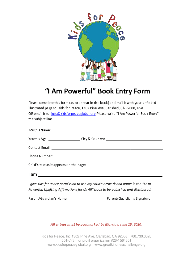Fillable Online I Am Powerful Book Entry Form Fax Email Print - pdfFiller