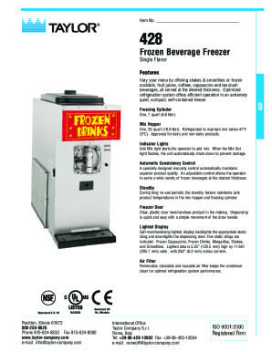 Fillable Online Taylor Single-Flavor Shake Freezer Model 430 Fax Email ...