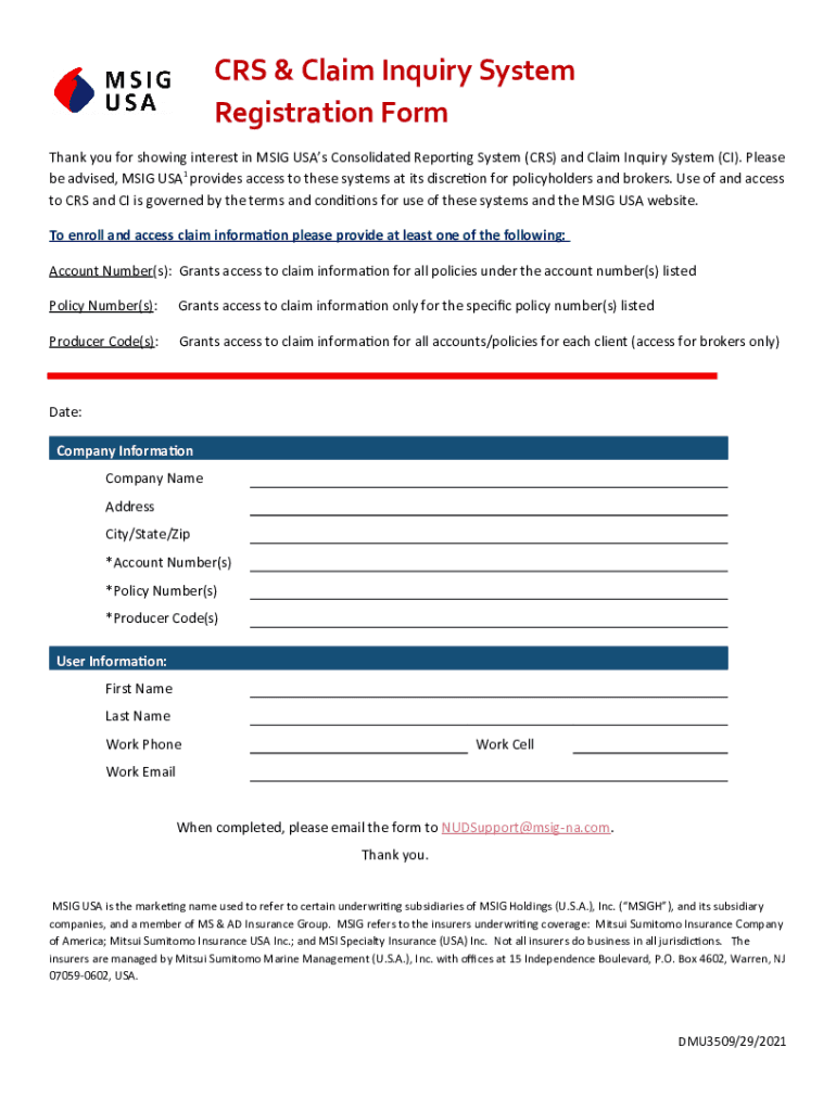 Thank you for showing interest in MSIG USA's Consolidated Reporting ...