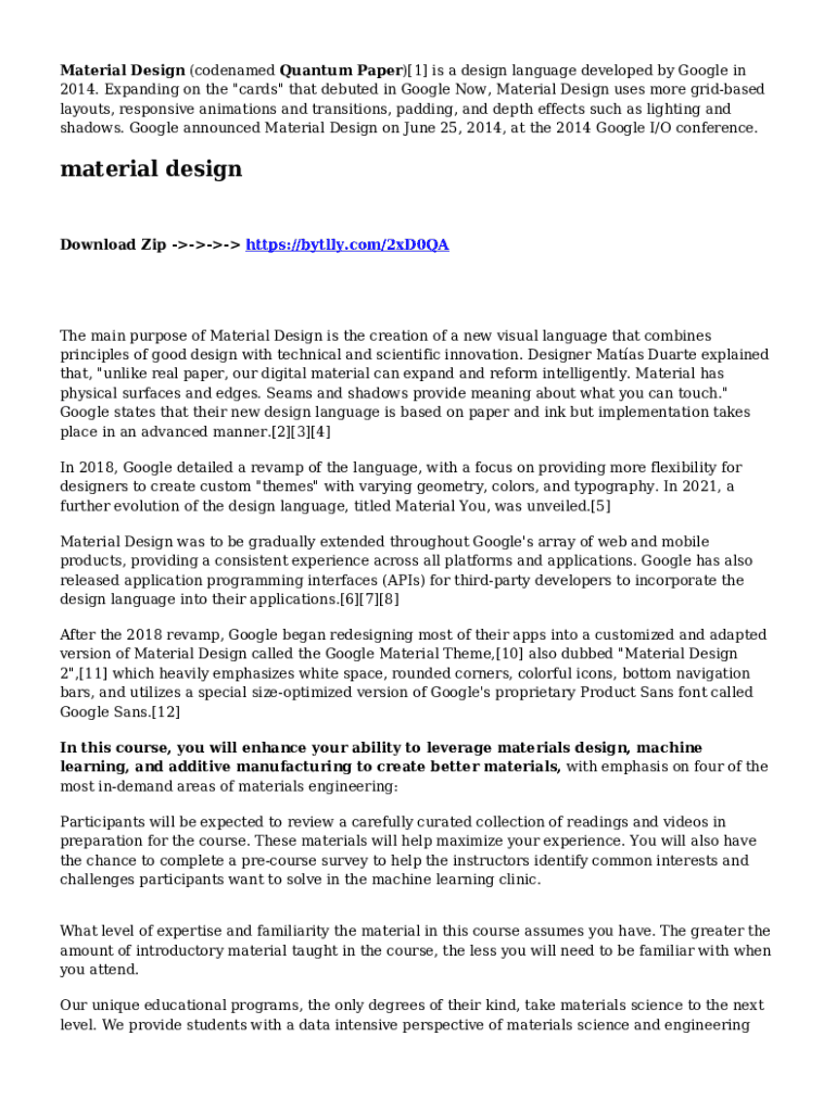 Fillable Online Why is the inspiration behind Google's new Material ...