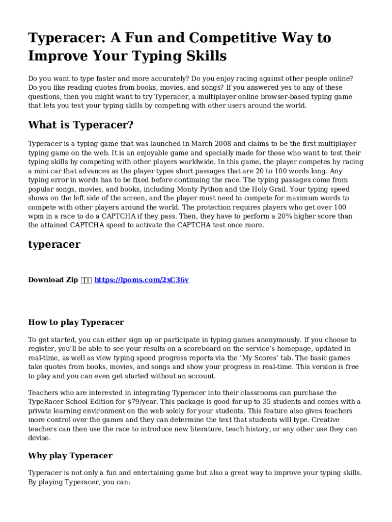 Type Rush - Fill Online, Printable, Fillable, Blank | pdfFiller