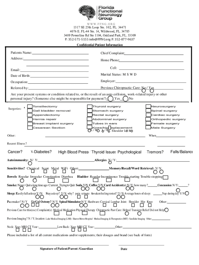 Fillable Online Dr. Alexander Frank, DC - Chiropractor in Wildwood, FL ...