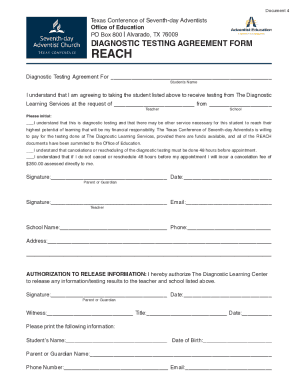 Fillable Online DIAGNOSTIC TESTING AGREEMENT FORM Fax Email Print ...