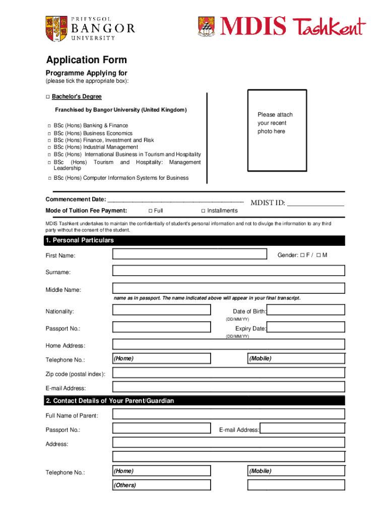 Fillable Online Bangor University Application Form Fax Email Print - pdfFiller