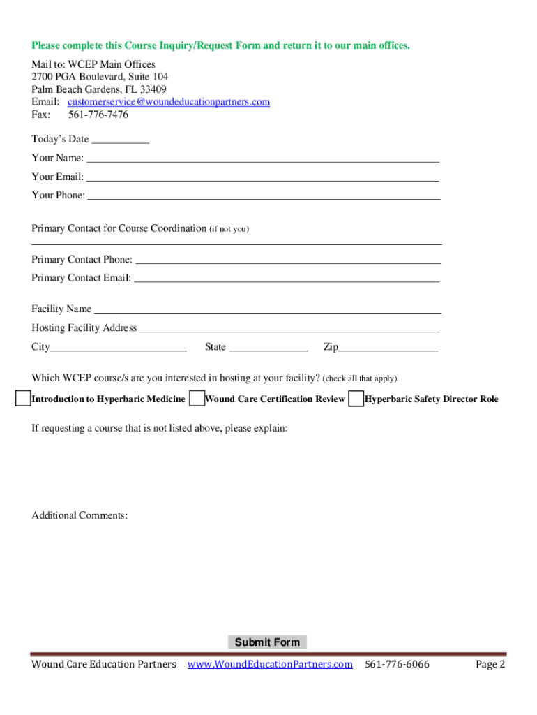 Fillable Online Course Inquiry / Request Form Fax Email Print - pdfFiller