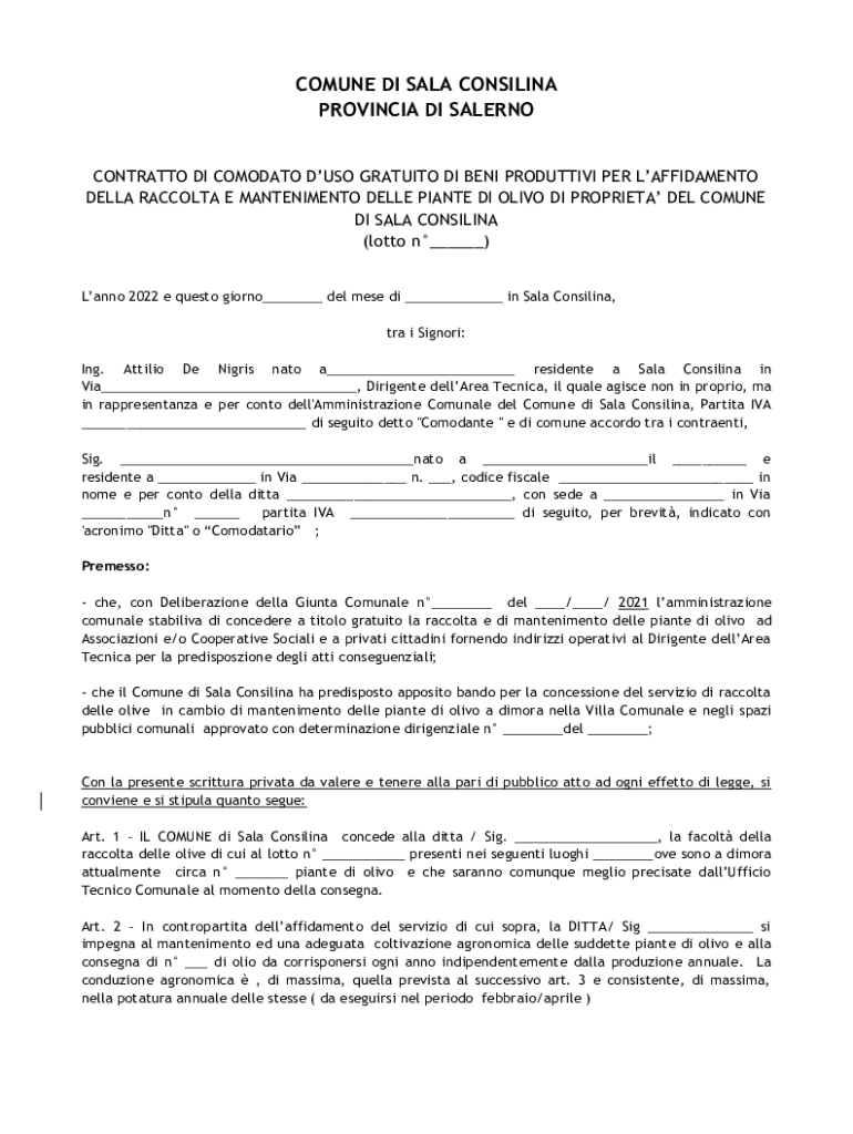 Compilabile Online all.schema contratto di comodato d'uso gratuito ...