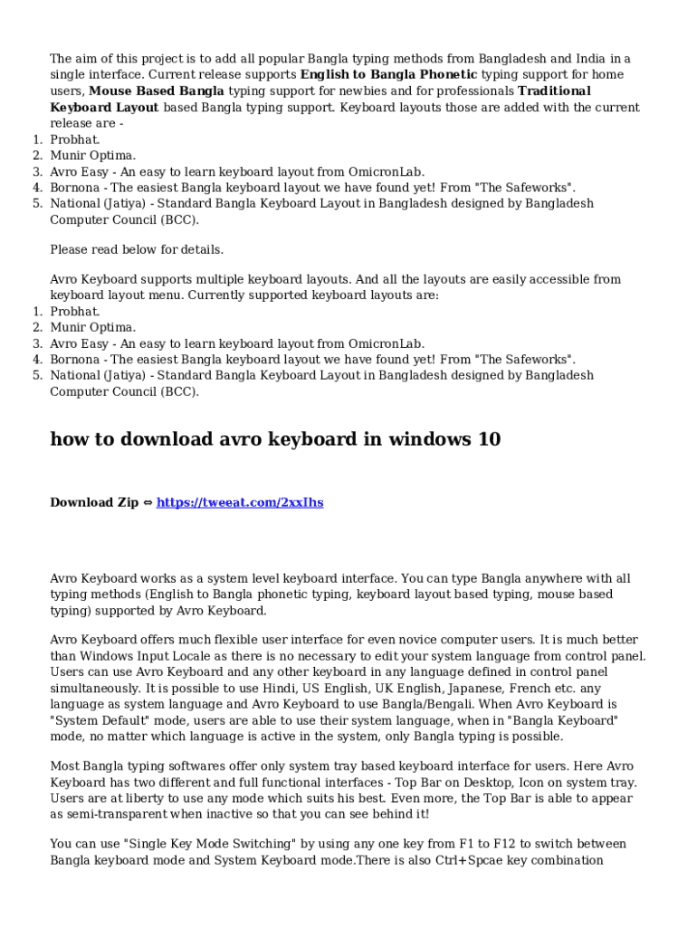 Fillable Online How To Download Avro Keyboard In Windows 10 Fax Email ...