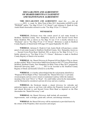 Fillable Online declaration and agreement of shared driveway easement ...