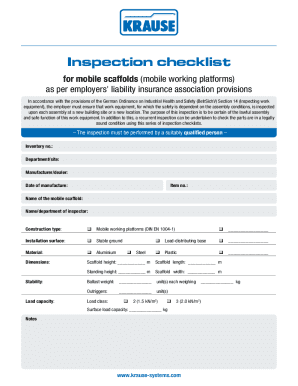 Fillable Online Guide to Mobile Scaffold Inspection Checklist ...