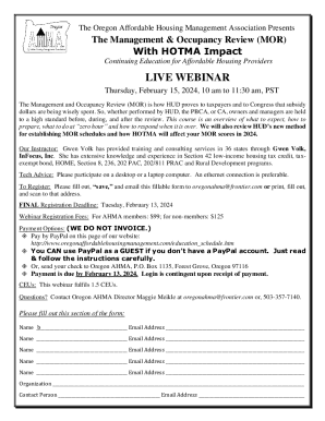 Fillable Online WEBINAR: The Management and Occupancy Review (MOR) Fax ...