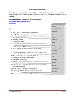 Fillable Online Vocabulary booster - key Fax Email Print - pdfFiller