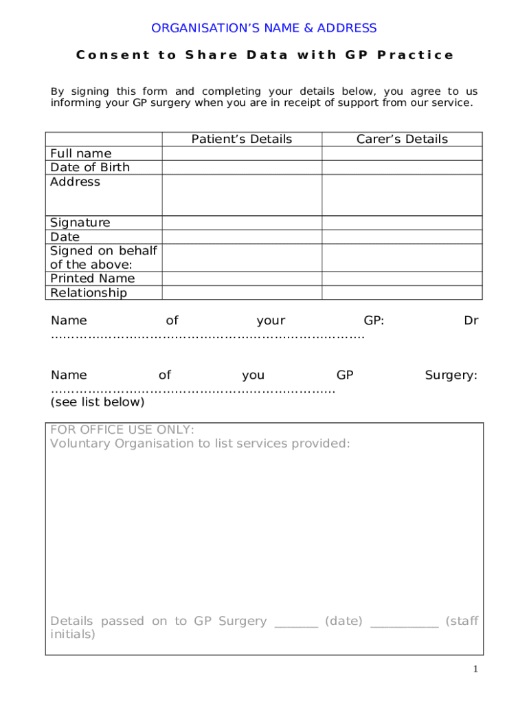Letter to GP to request access to medical ination? Doc Template | pdfFiller