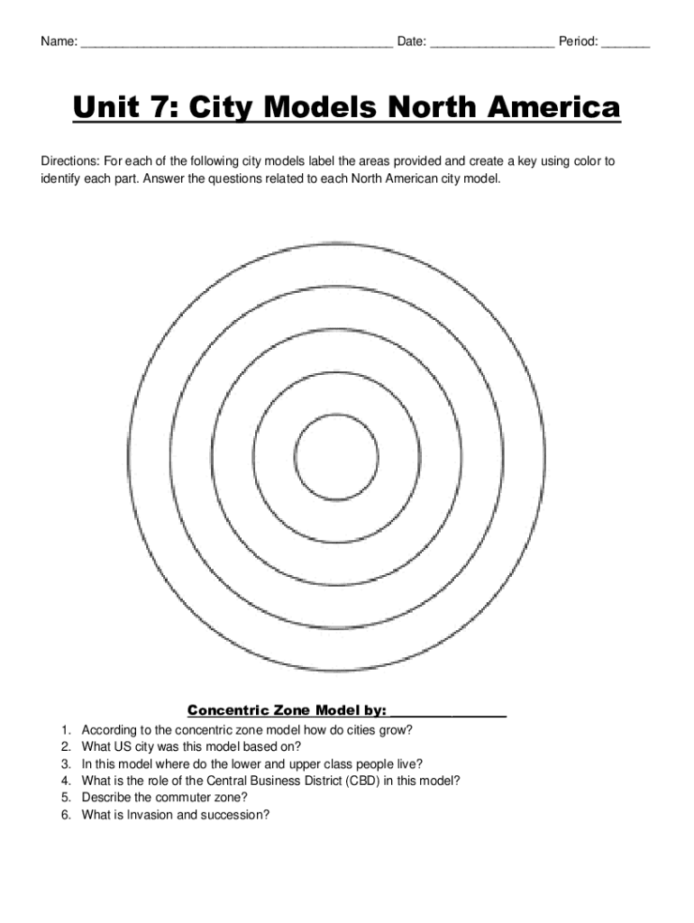 Fillable Online AP Human Geography Urban Models Flashcards Fax Email ...