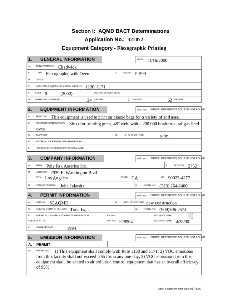 on-AQMD LAER/BACT Determinations Application o.: 1-96 ... Doc Template ...