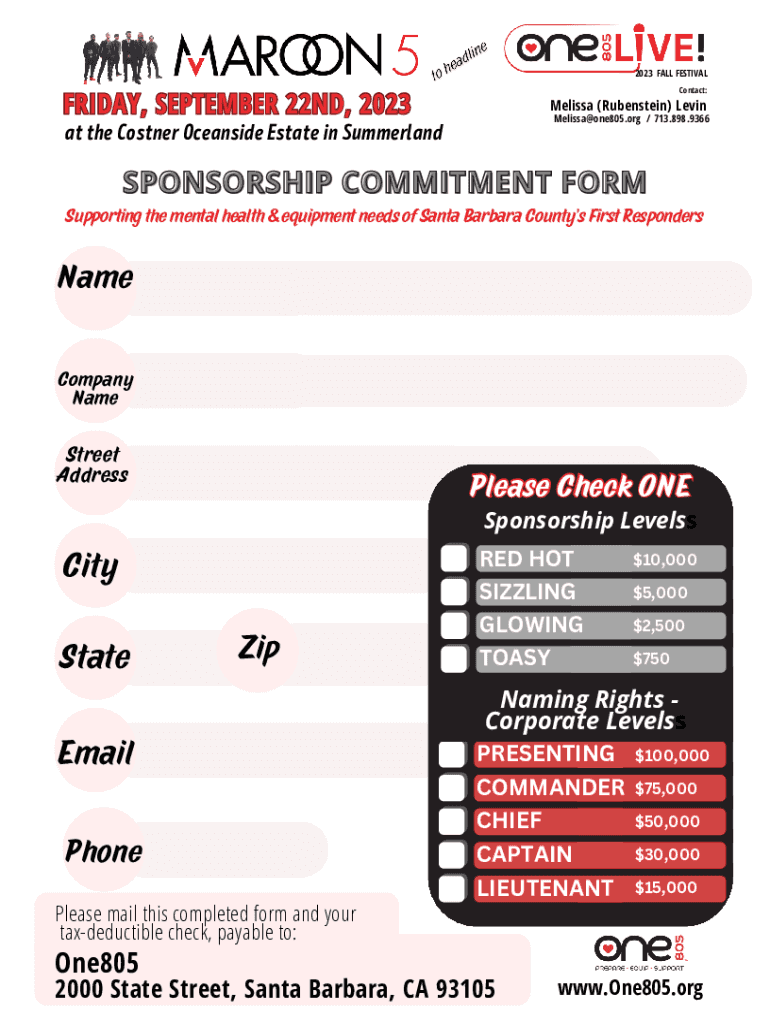 Fillable Online One805 Live Brings on the Ritz to Bring in the ...