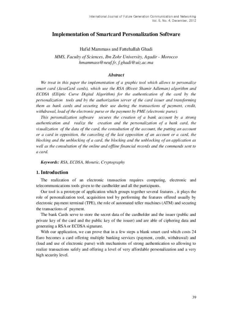 Fillable Online Implementation of smart card personalization software ...