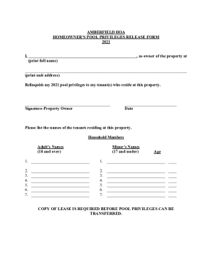 Fillable Online Amberfield Pool Pass Form Fax Email Print - pdfFiller