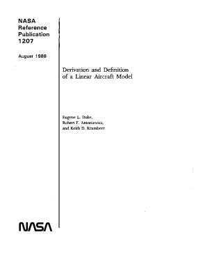 Fillable Online Derivation and Definition of a Linear Aircraft Model ...
