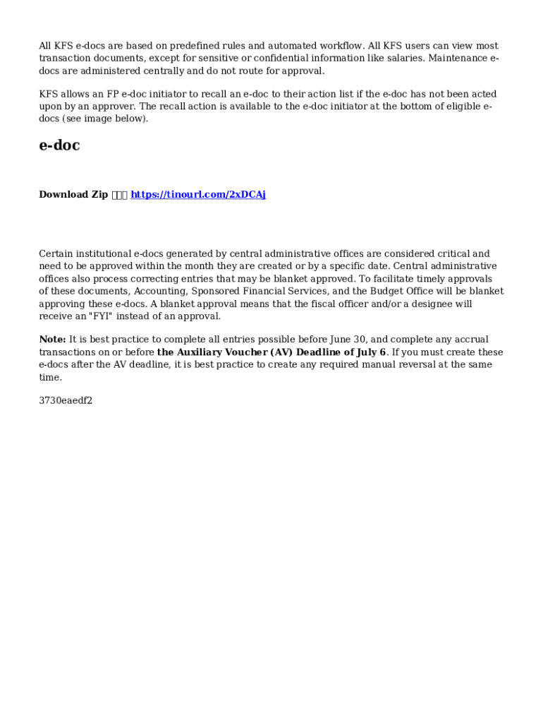 Fillable Online KFS e-docs are based on predefined rules and automated ... Fax Email Print ...