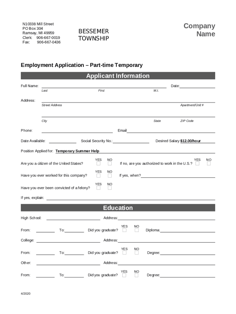 Temporary-summer-help-employment-application-2019. ... Doc Template ...