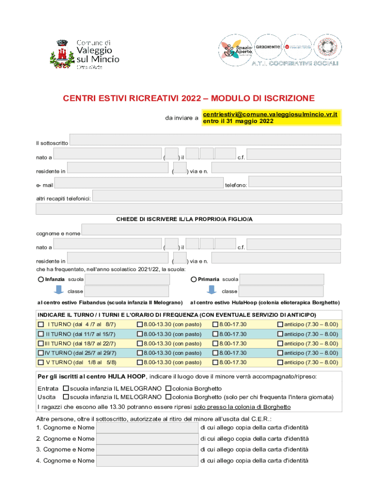 Compilabile Online Il modulo di iscrizione completo va inviato tramite mail all' ... Fax Email ...