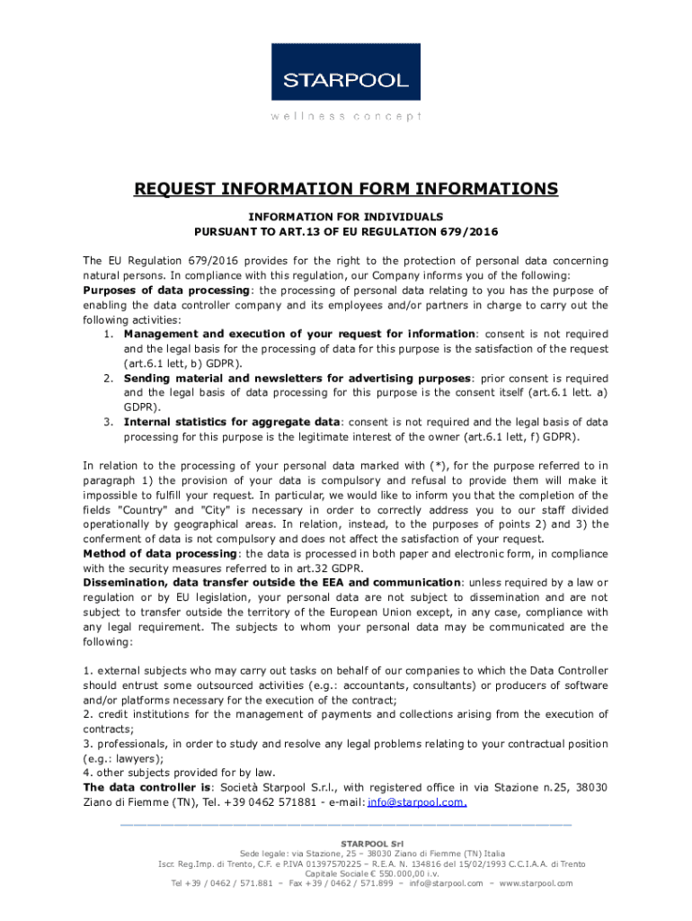 Fillable Online REQUEST INFORMATION FORM INFORMATIONS Fax Email Print ...