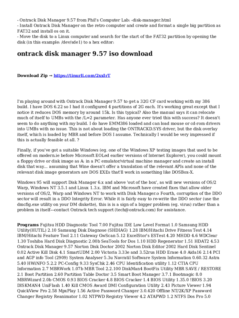 Fillable Online Mounting partitions on a drive that's using Ontrack Disk ... Fax Email Print ...