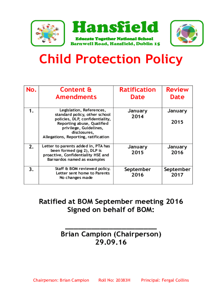 Fillable Online Hansfield Educate Together National School - Dublin Fax ...