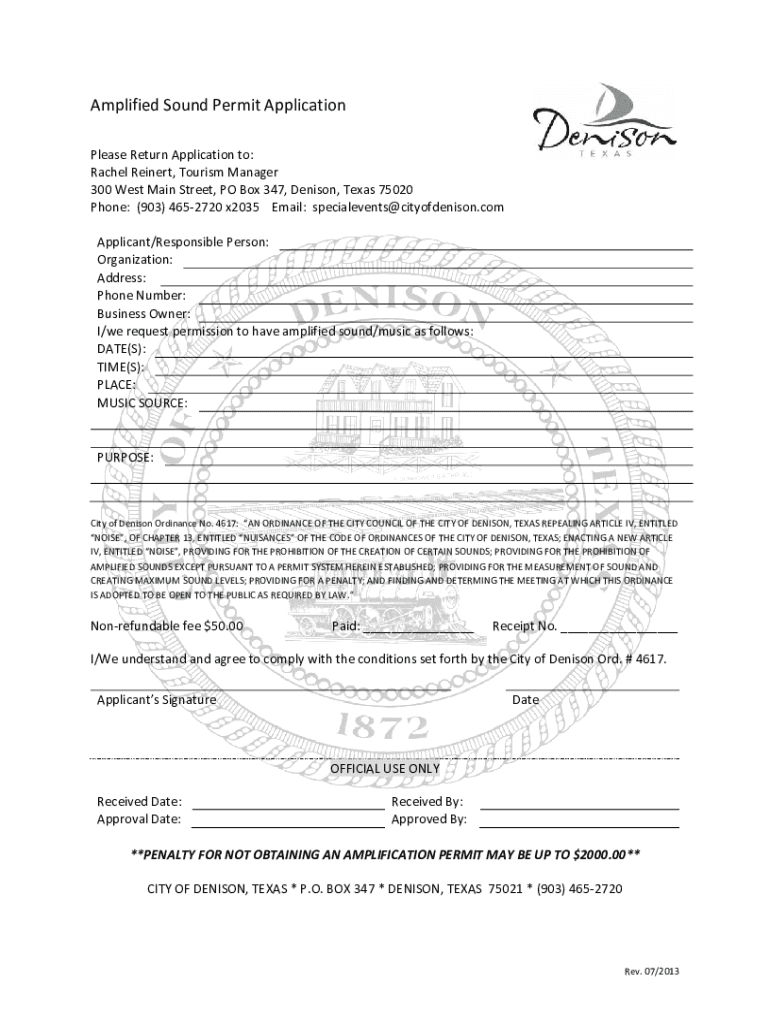 Fillable Online AMPLIFIED SOUND PERMIT APPLICATION.docx Fax Email Print ...