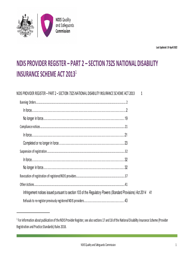 Fillable Online Refusals to re-register previously registered NDIS ...