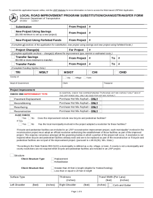 Local Road Improvement Program Substitution/Change/Transfer Doc Template | pdfFiller