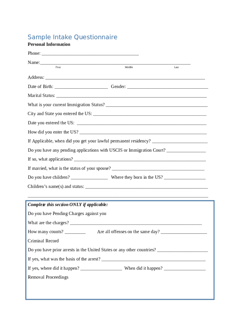 Sample-Intake-Questionnaire.docx Doc Template | pdfFiller