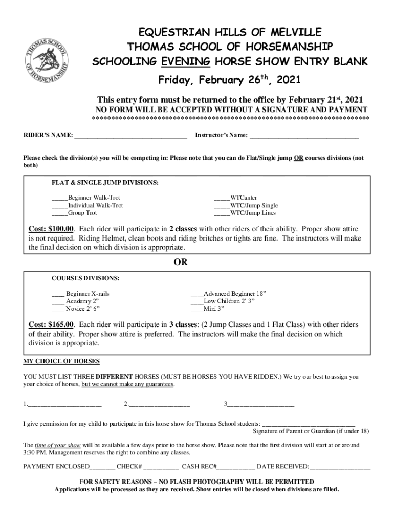 Fillable Online USEF Entry Blanks & Prize Lists Fax Email Print - pdfFiller