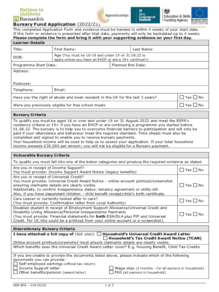 Fillable Online 19+ Learner Support Fund / Advanced Learner Loan ...