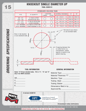 Fillable Online Knockout Single Diameter Up - Holland Precision Tooling ...