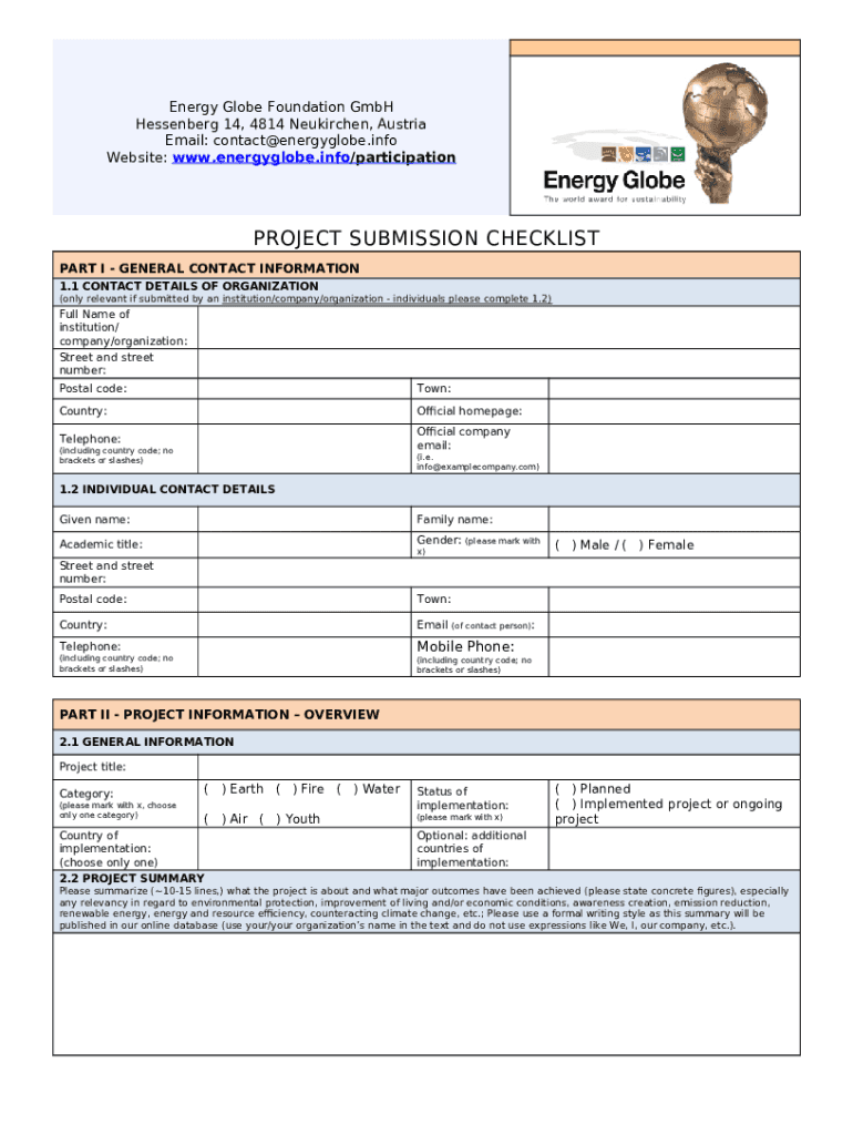 Project Submission Checklist Doc Template | pdfFiller