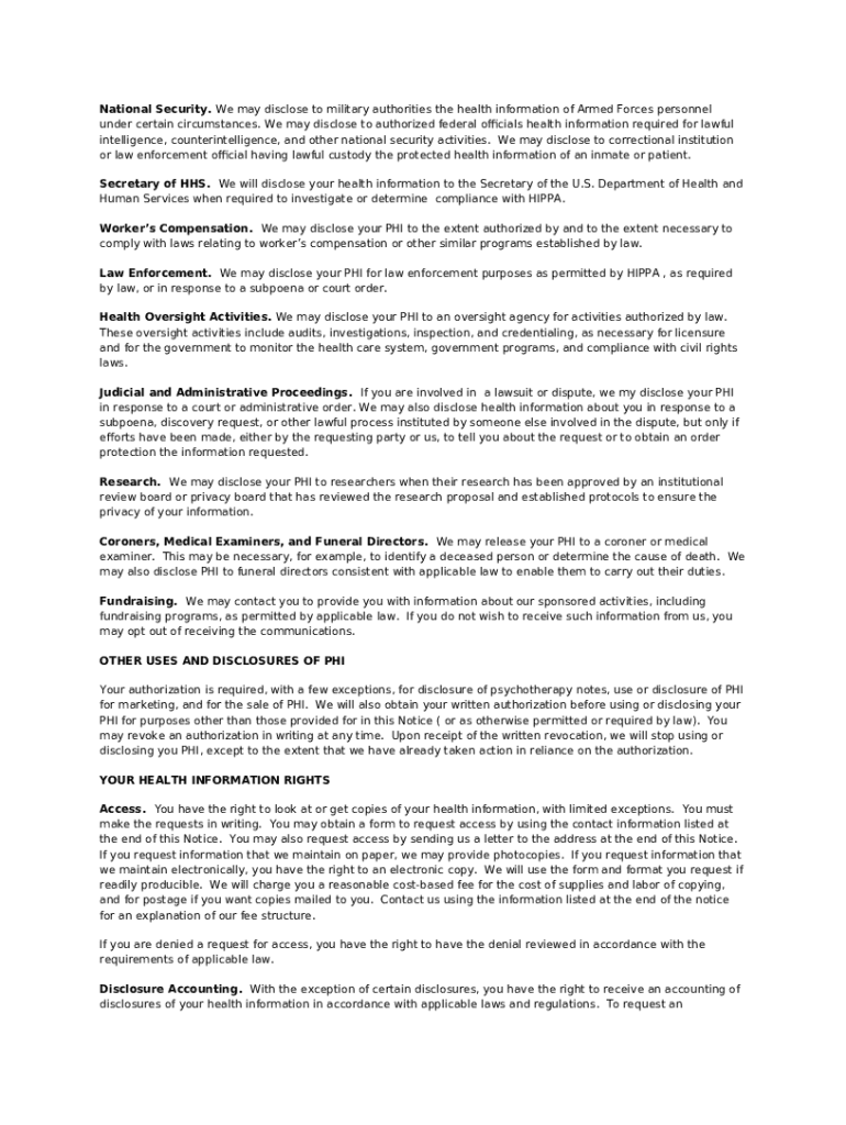 Acknowledgement and Notice of Privacy Practices Doc Template | pdfFiller