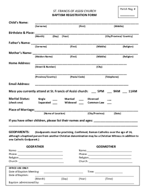 Fillable Online St. Francis of Assisi ANCC Baptism Request Form Fax Email Print - pdfFiller