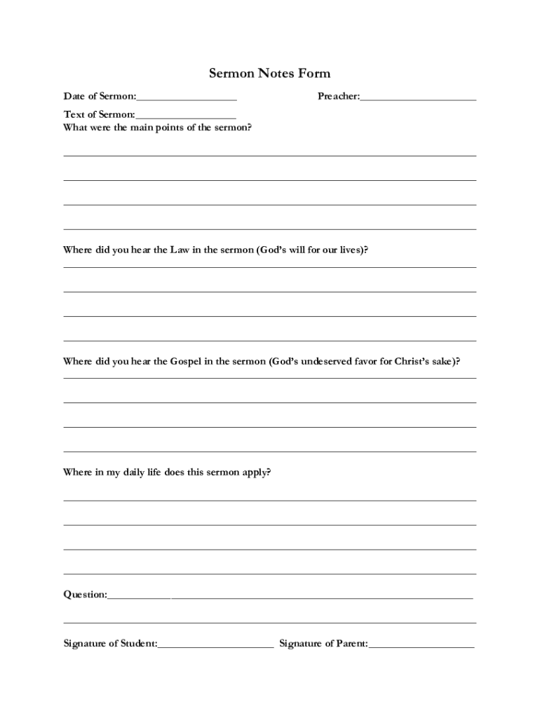 Fillable Online Sermon Outline Template: Planning a Powerful Sermon Fax ...