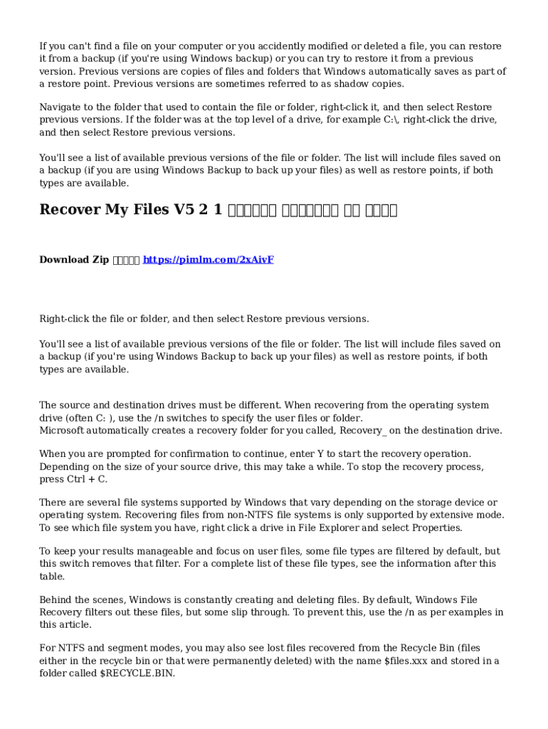 Fillable Online What is the process for restoring lost or deleted data using ... Fax Email Print ...