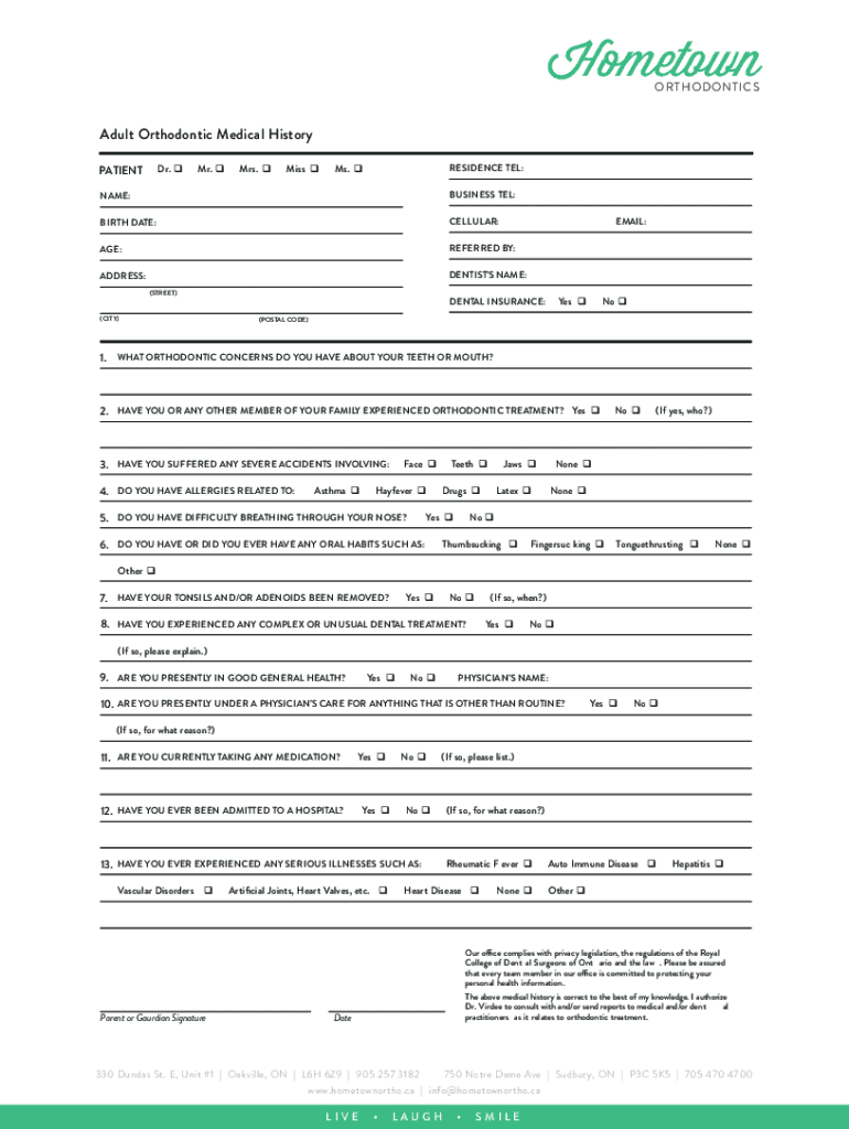 Fillable Online orthodontic consultation form Fax Email Print - pdfFiller