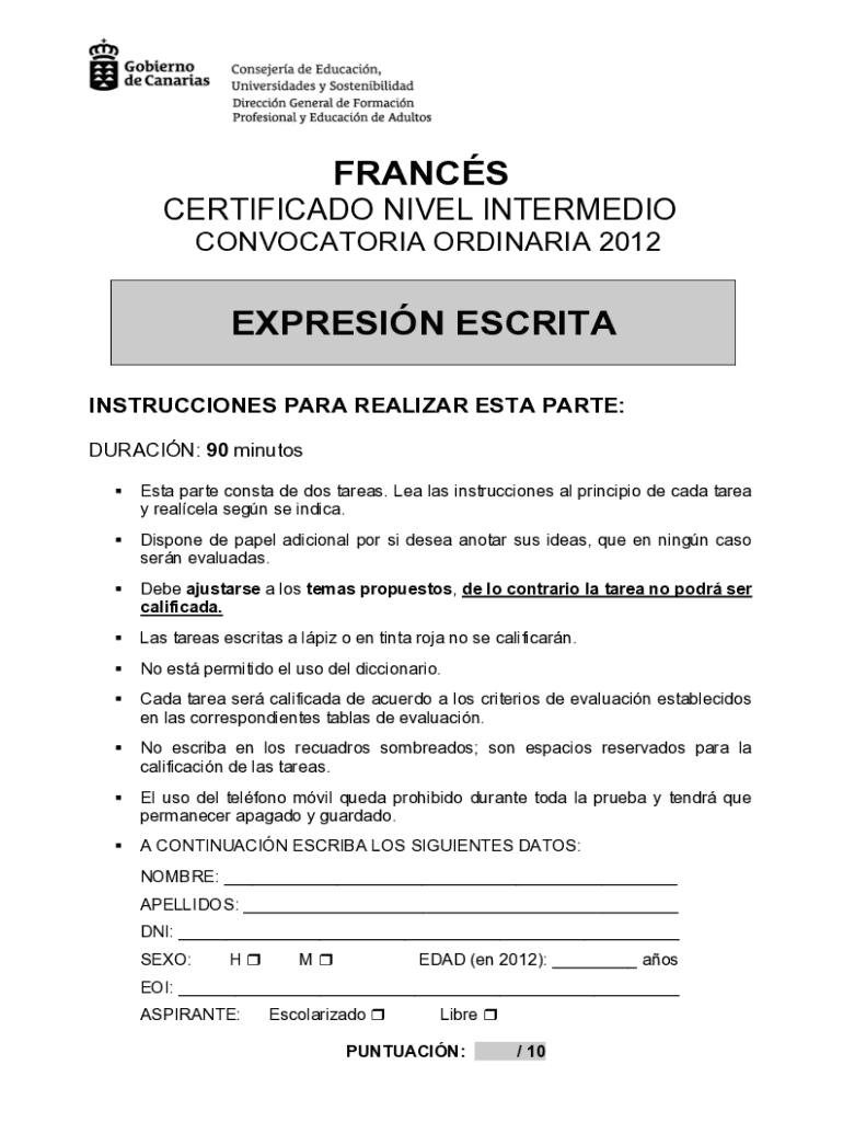 Completable En línea (PUC) GUA DE LA PERSONA CANDIDATA - EOI Fax Email ...