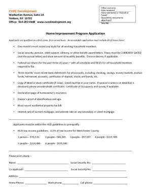 Fillable Online Home Improvement Program Application Fax Email Print ...