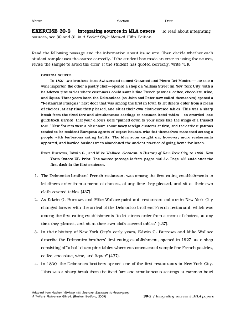 Fillable Online MLA Integrating Sources and In-Text Citations Fax Email Print - pdfFiller